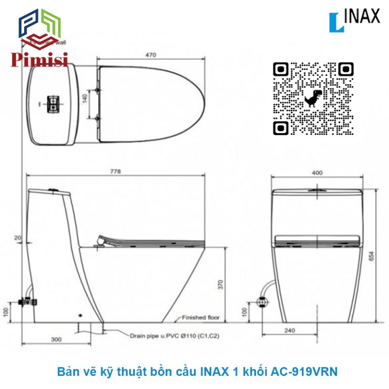 Bồn cầu INAX 919 (1 khối AC-919VRN) | Tổng kho inax tại HN